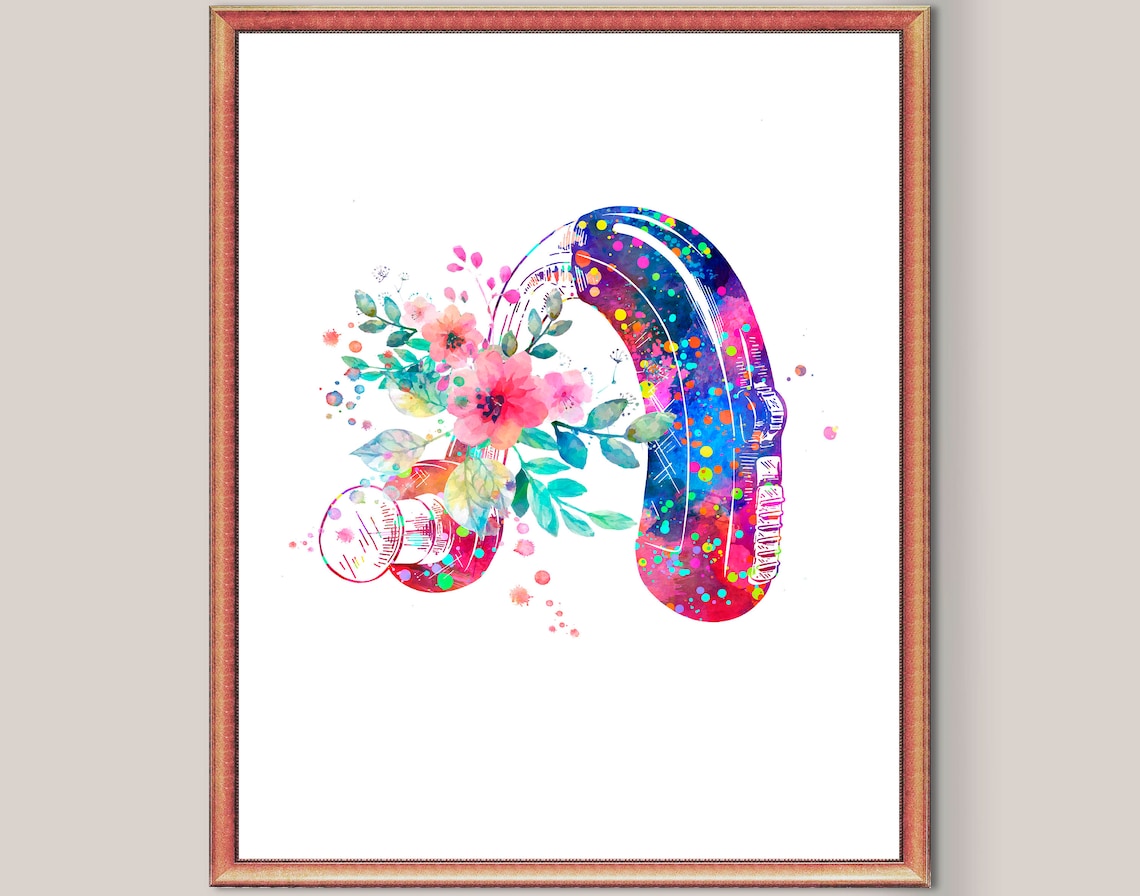 Hearing Aid Medical Art Auditory Amplifier Painting Ear Trumpet Poster ...
