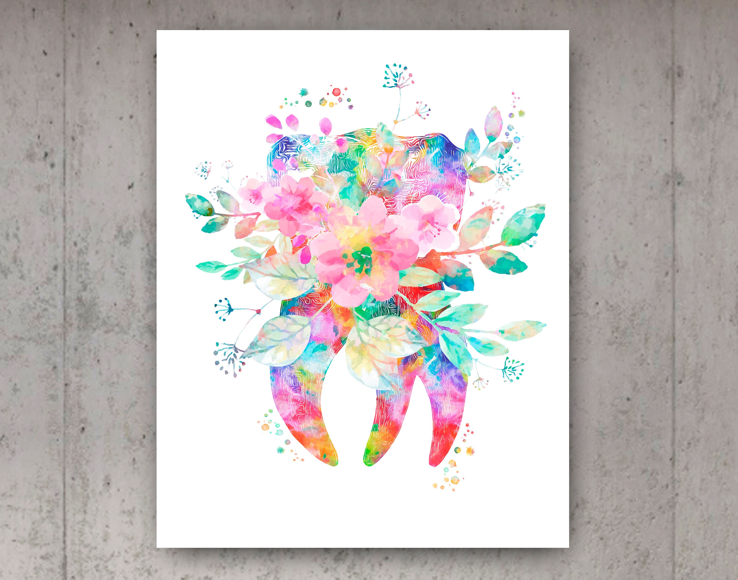 Dentist Gift Watercolor Tooth Implant Dental Tools Poster - Etsy