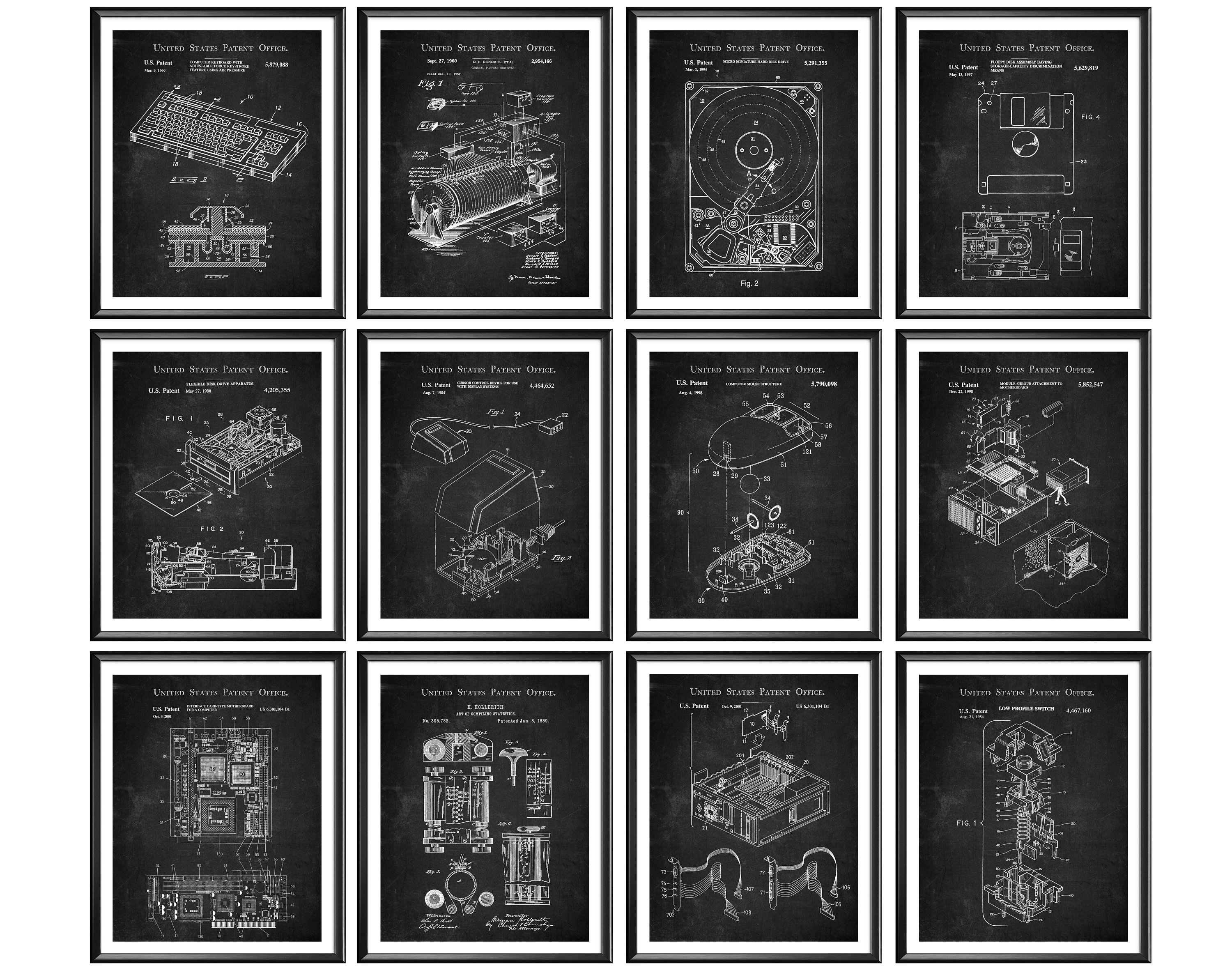 12 Programmer Gift First Computer Patent Art Computer Blueprint IT ...