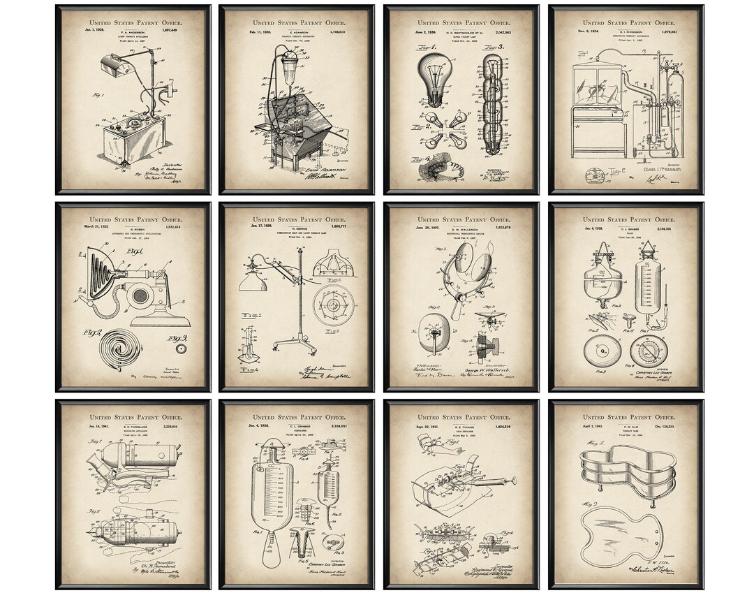 12 Medical Therapy Apparatus Patent Art Analysis Instruments Blueprint ...