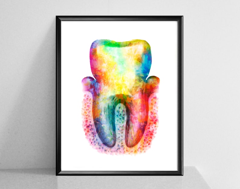 Dentist Decor Watercolor Tooth Hygienist Gift Dental Art - Etsy