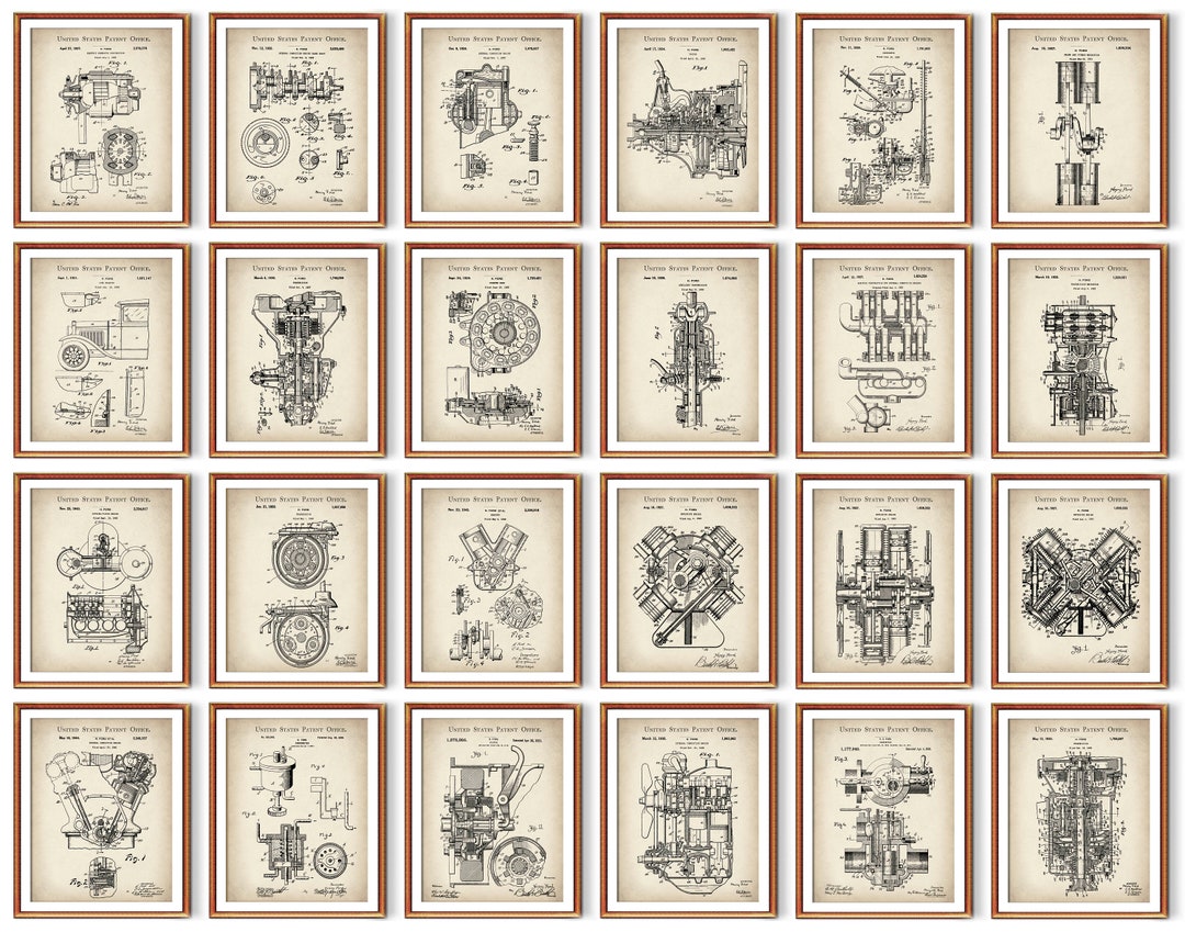 24 Henry Ford Engineering Patent Prints First Car Blueprint Engine ...