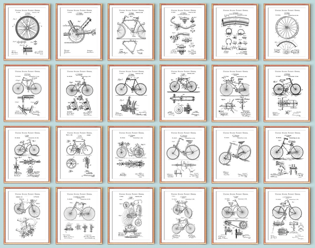 24 Vintage Bicycle Blueprints, Bike Patent Art, Sports Art, Sports ...