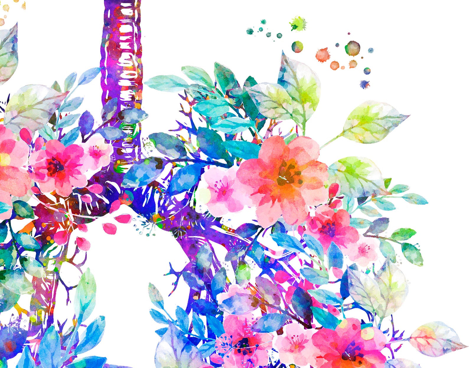 Floral Bronchial Tree Anatomy Art Print Watercolor Lungs Print | Etsy