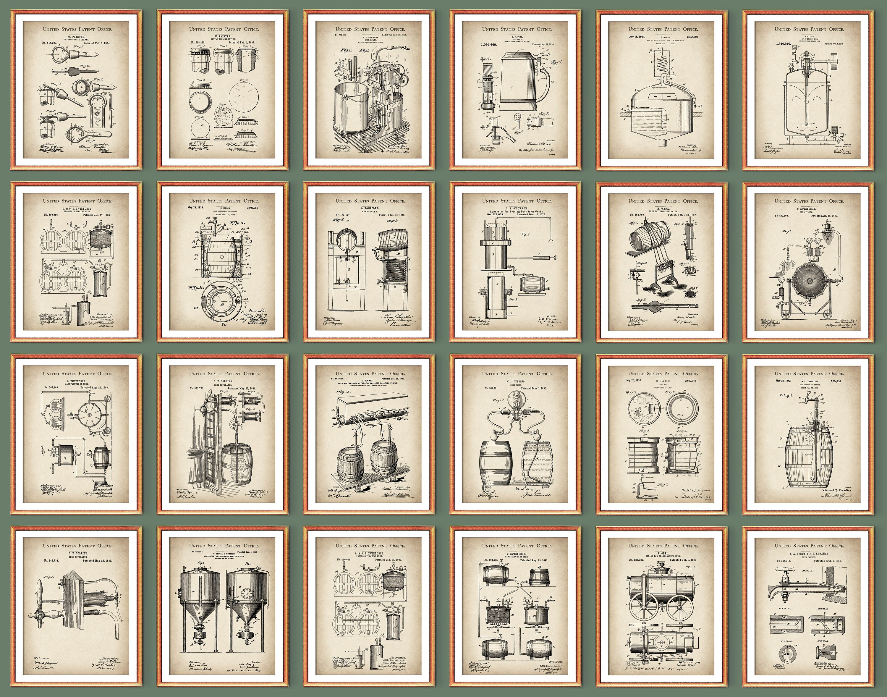 24 Vintage Brewery Patent Art Beer Making Blueprint Distillery ...