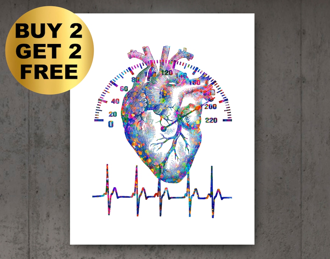 Cardiologist Gift Human Heart and Speedometer Poster Cardiology Art ...