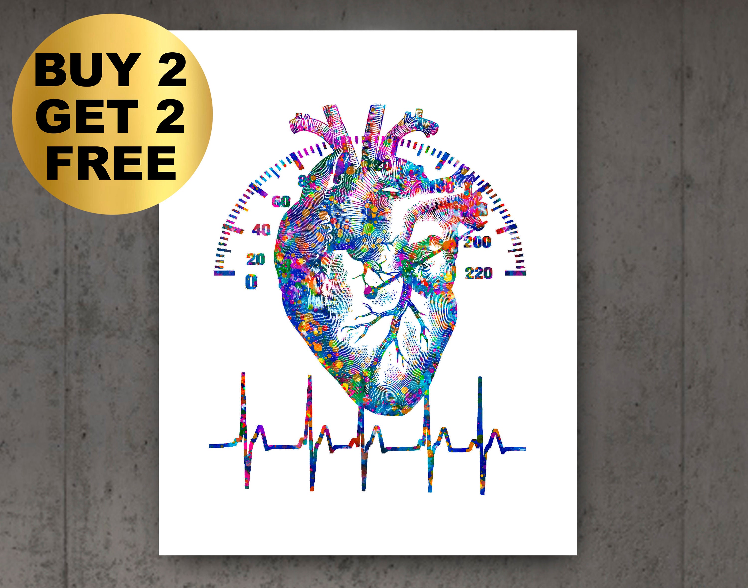 Cardiologist Gift Human Heart and Speedometer Poster - Etsy
