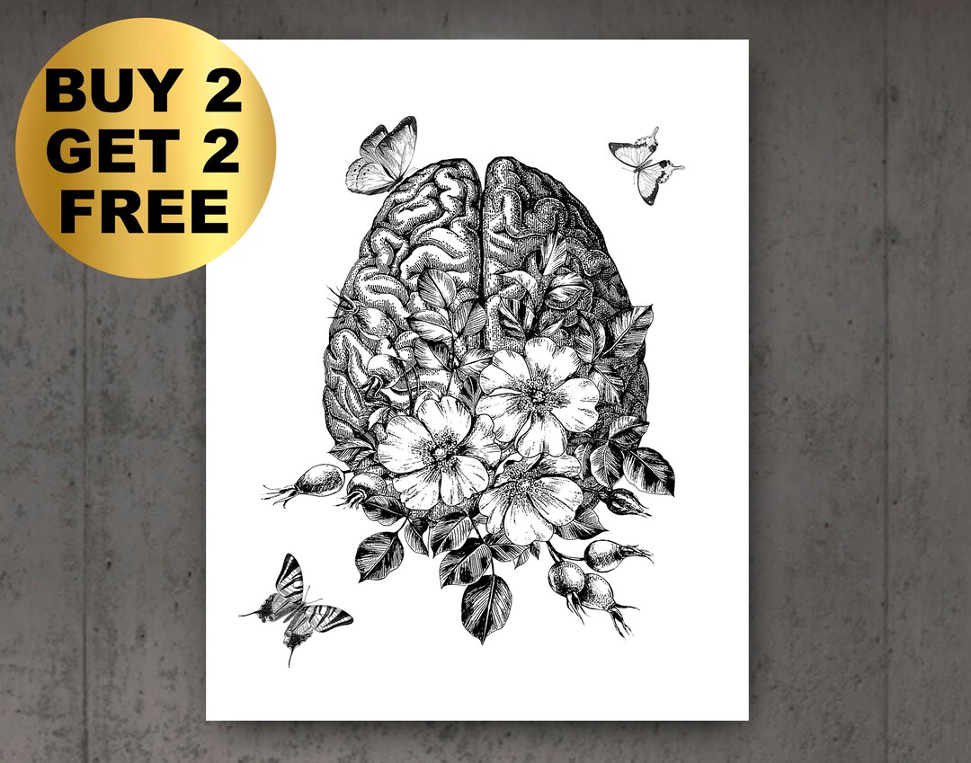 Neurologist Gift Anatomical Brain Art Medical Art Psychiatrist Gift ...