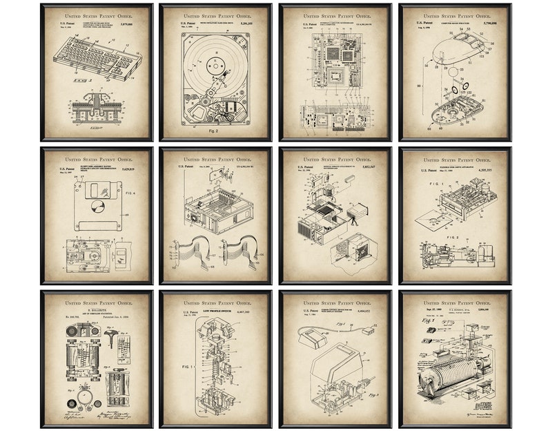 12 Vintage Computer Patent Art First Computer Blueprint - Etsy