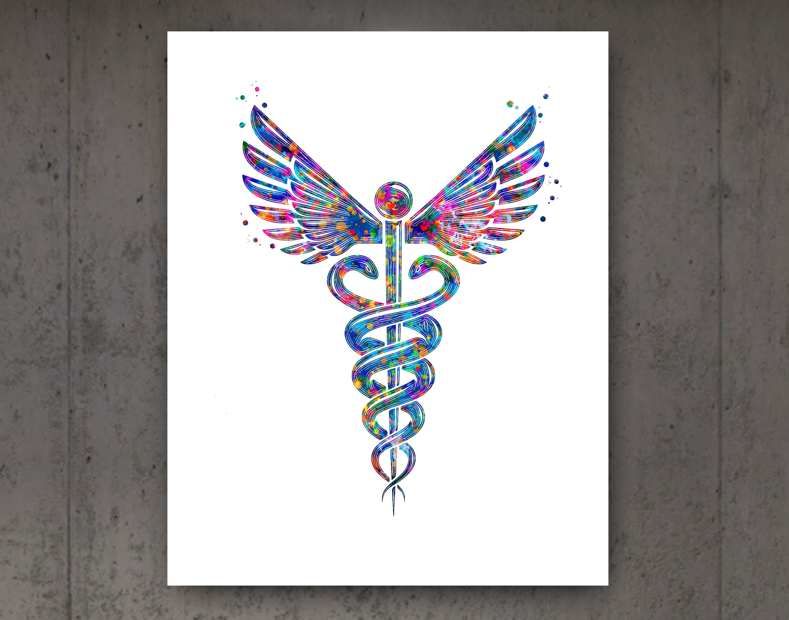 Medical Art Doctor Gift Caduceus Art Microscope Art - Etsy