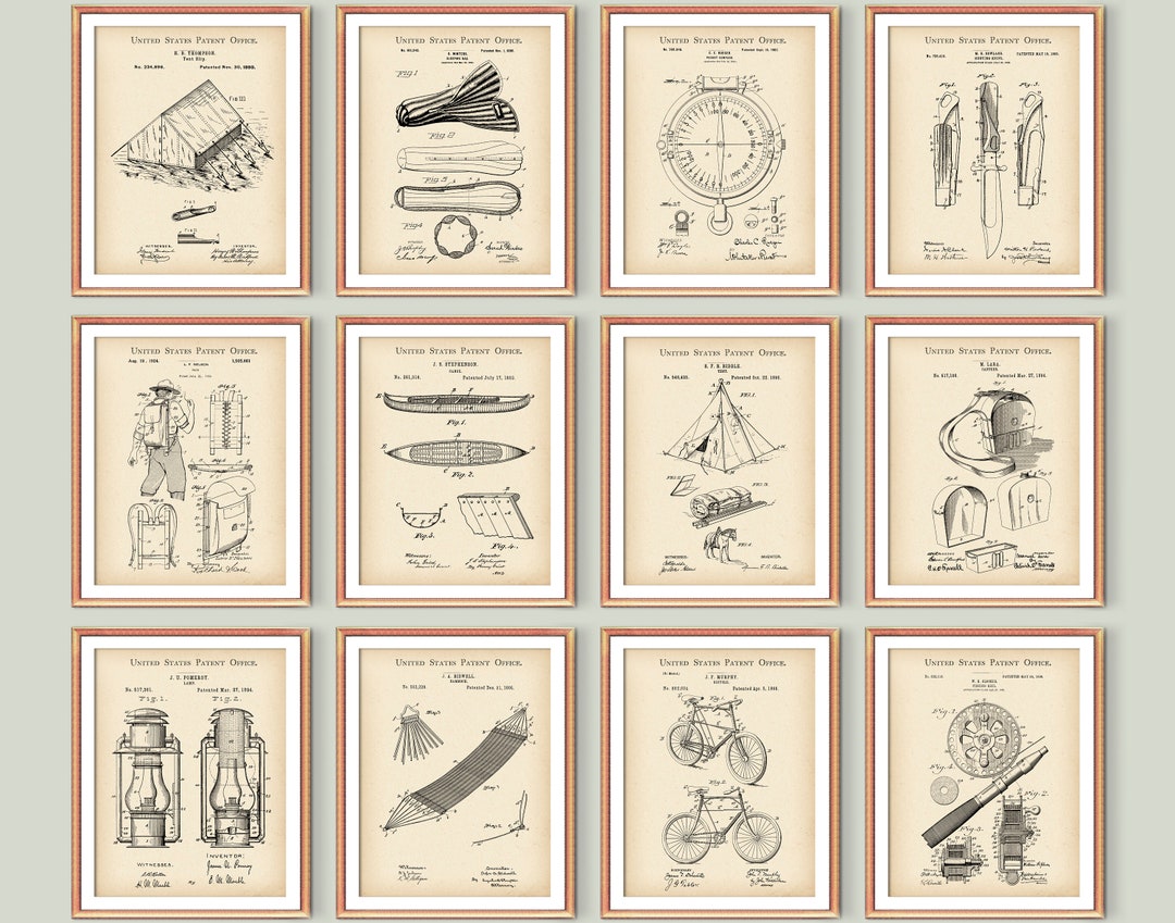 12 Tourism Patent Art Camping Blueprint Scout Gift Camper Gift Camp Art ...