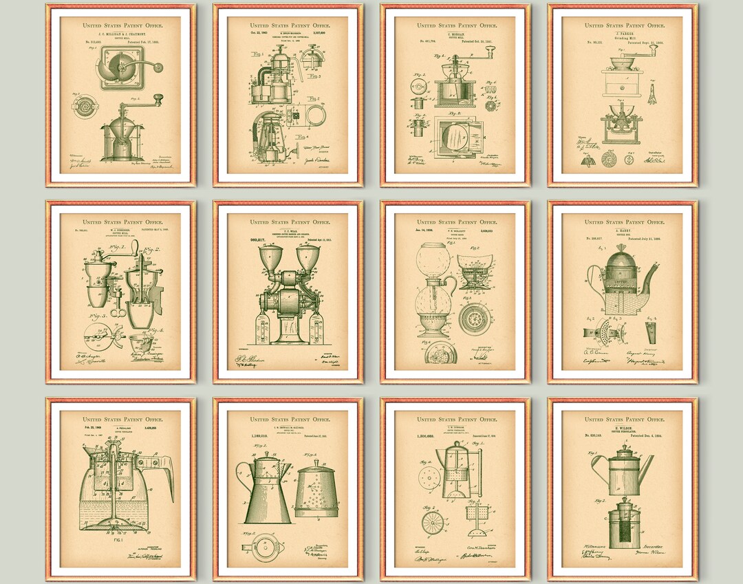 12 Coffee Vintage Patent Art Cooking Device Invention Coffee Mill ...