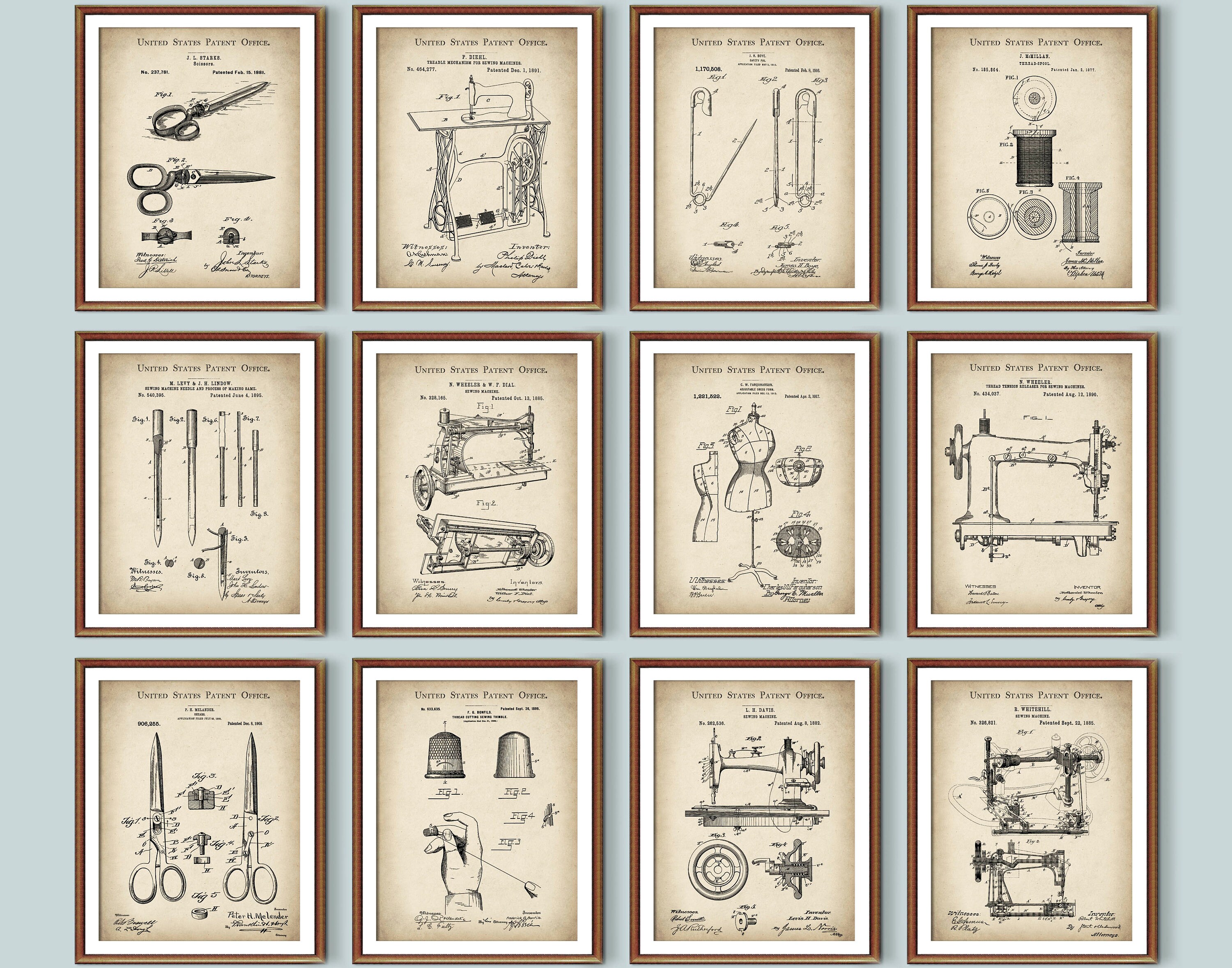 12 Crafter Gift Sewing Patent Art Crafting Art Seamstress Gift ...