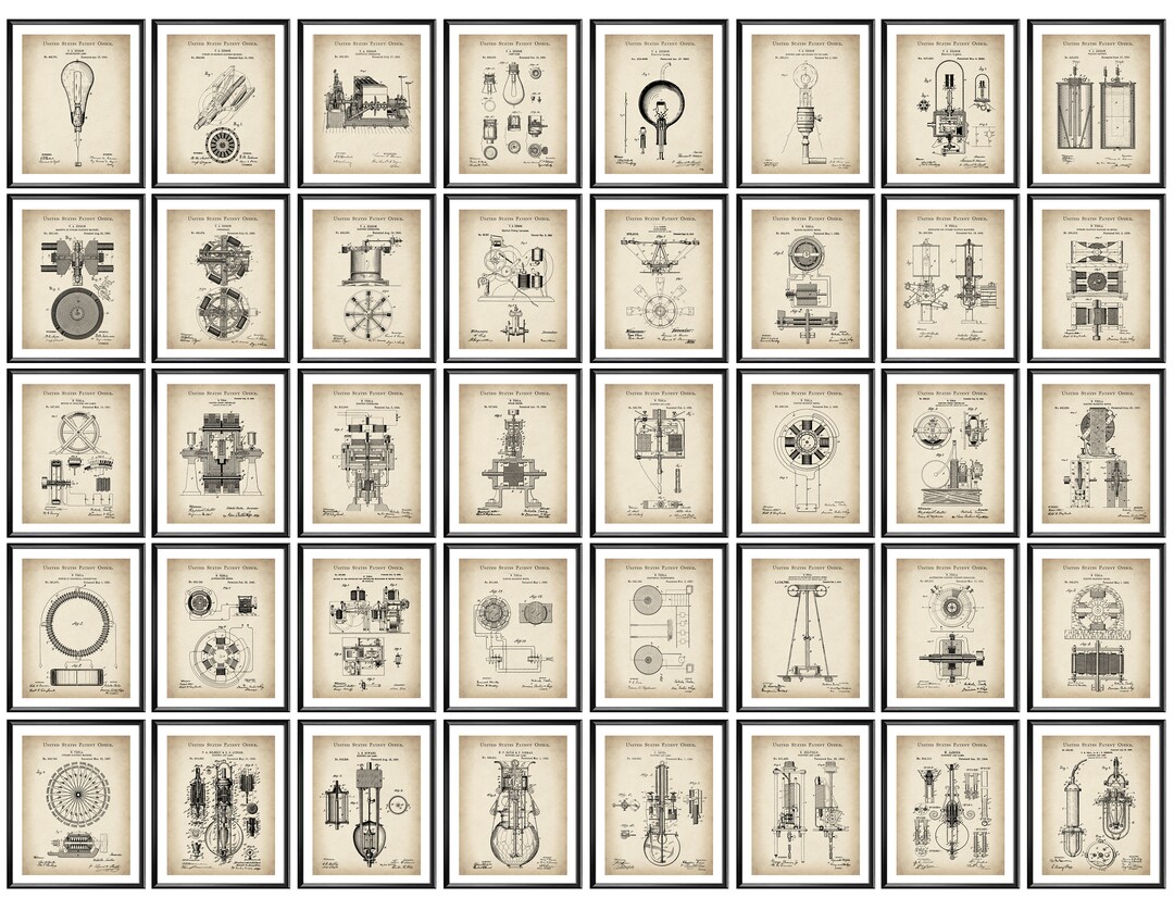 40 Vintage Electrical Inventions Patent Art Technical Blueprint ...
