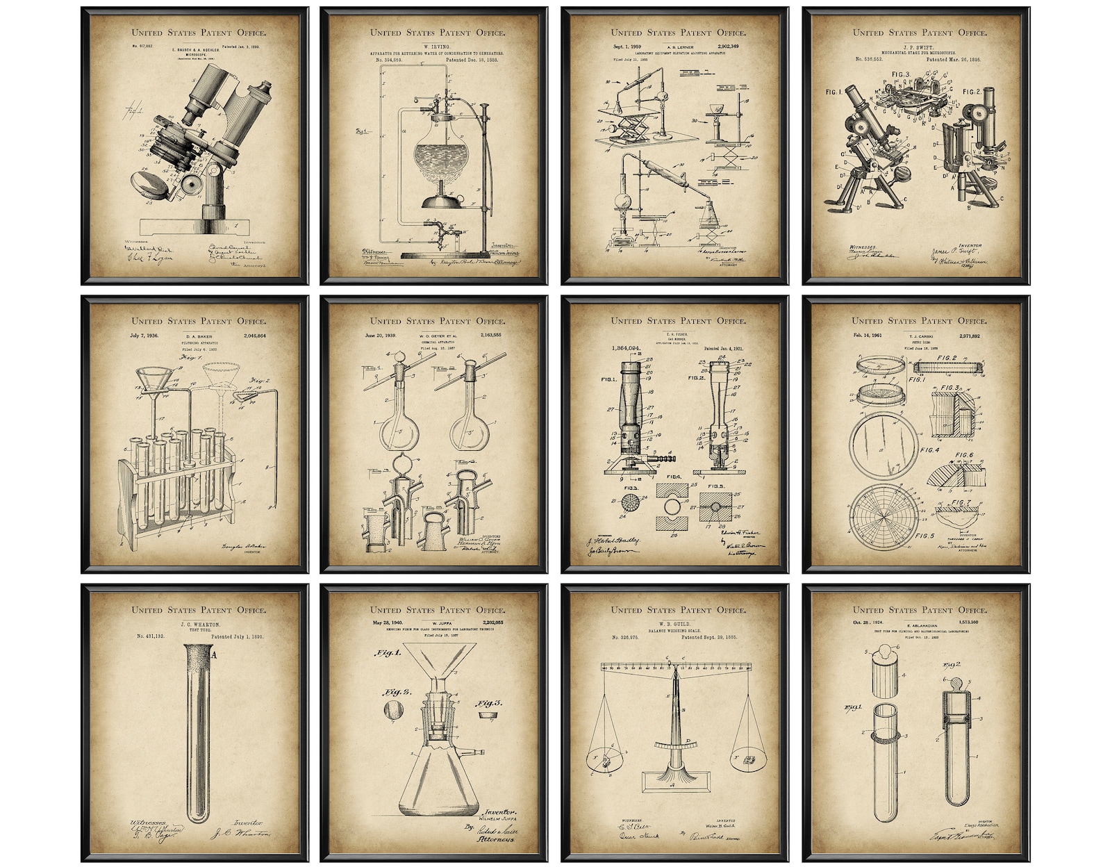 12 Vintage Chemistry Science Lab Equipment Patent Art - Etsy