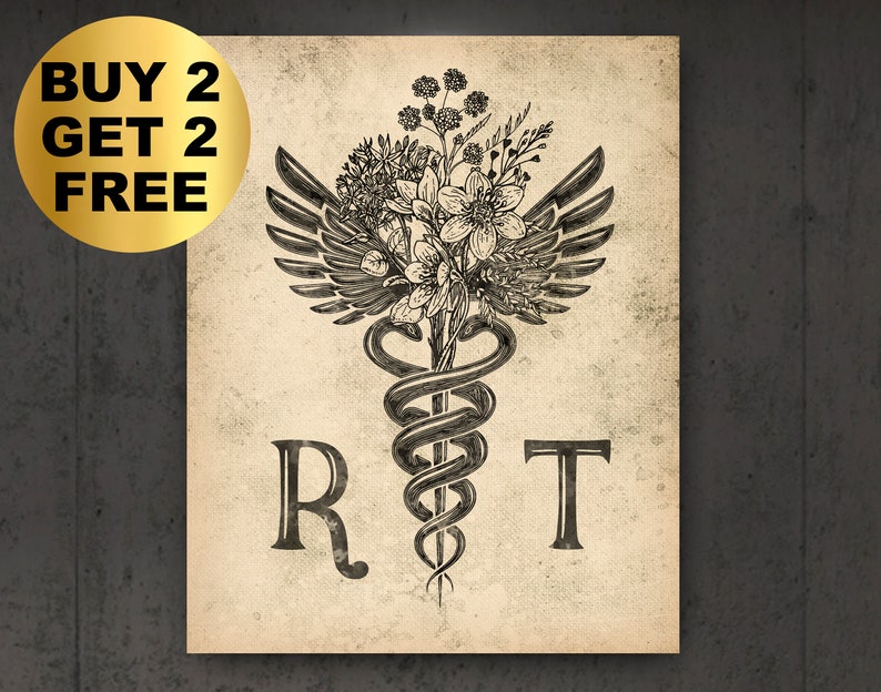 Respiratory Therapy RT Caduceus Art Floral Medical Symbol - Etsy