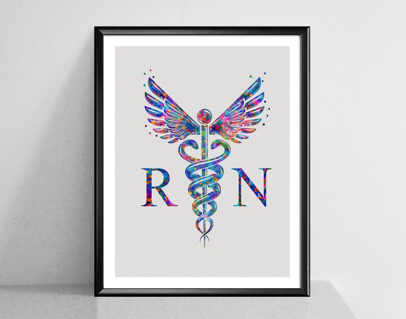 Caduceus Art Medical Symbol Artwork Registered Nurse Gift - Etsy