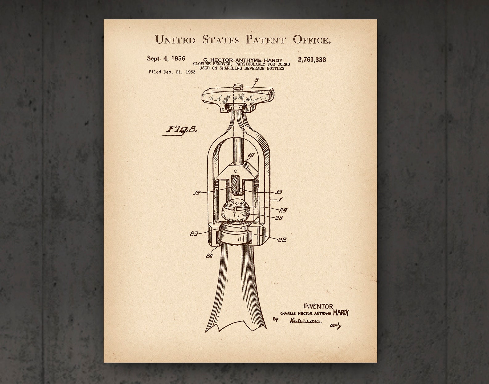 6 Wine Patent Art Vintage Wine Bottle Blueprint Wine Press - Etsy
