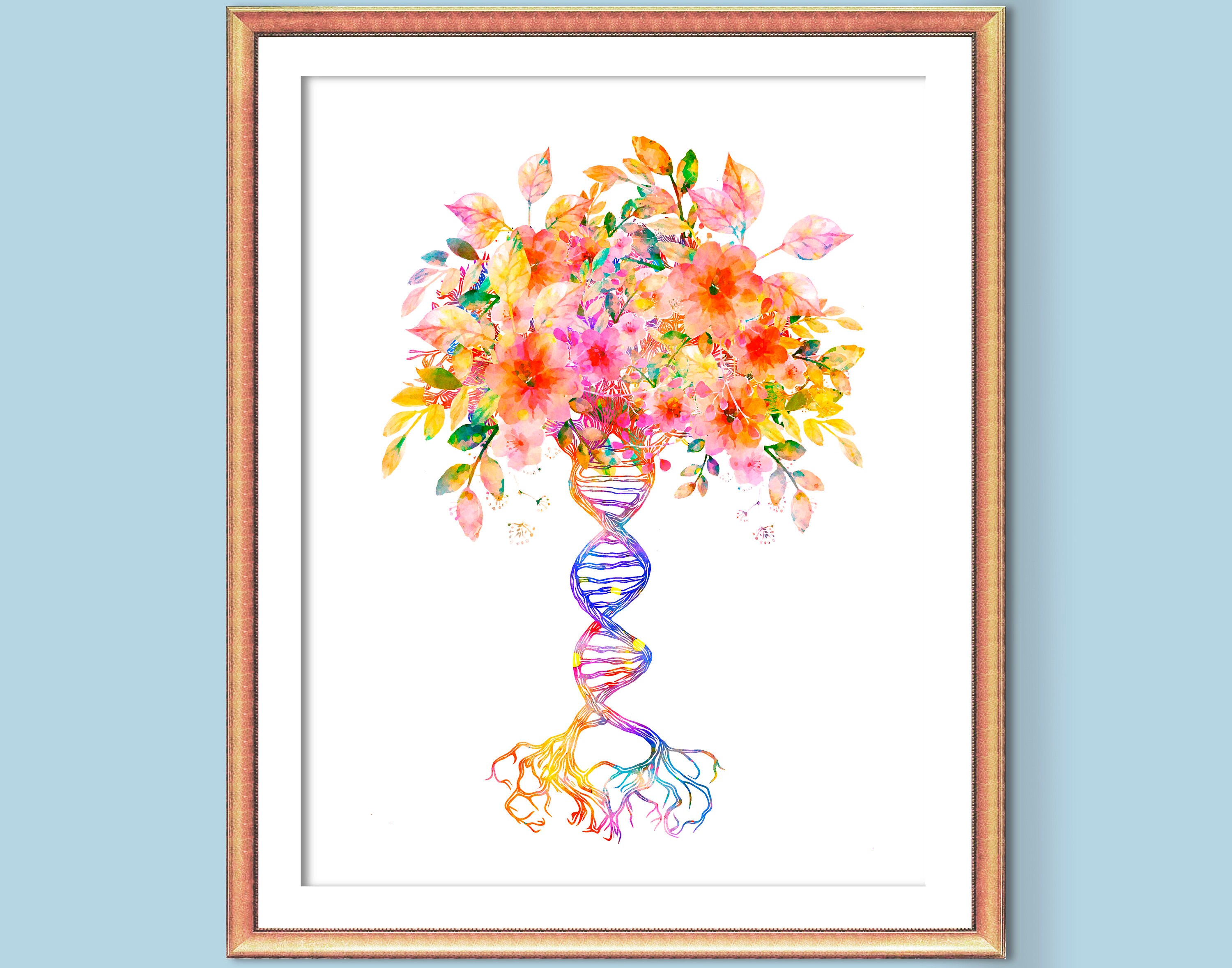 DNA Replication Molecule Watercolor Art DNA Structure Print | Etsy