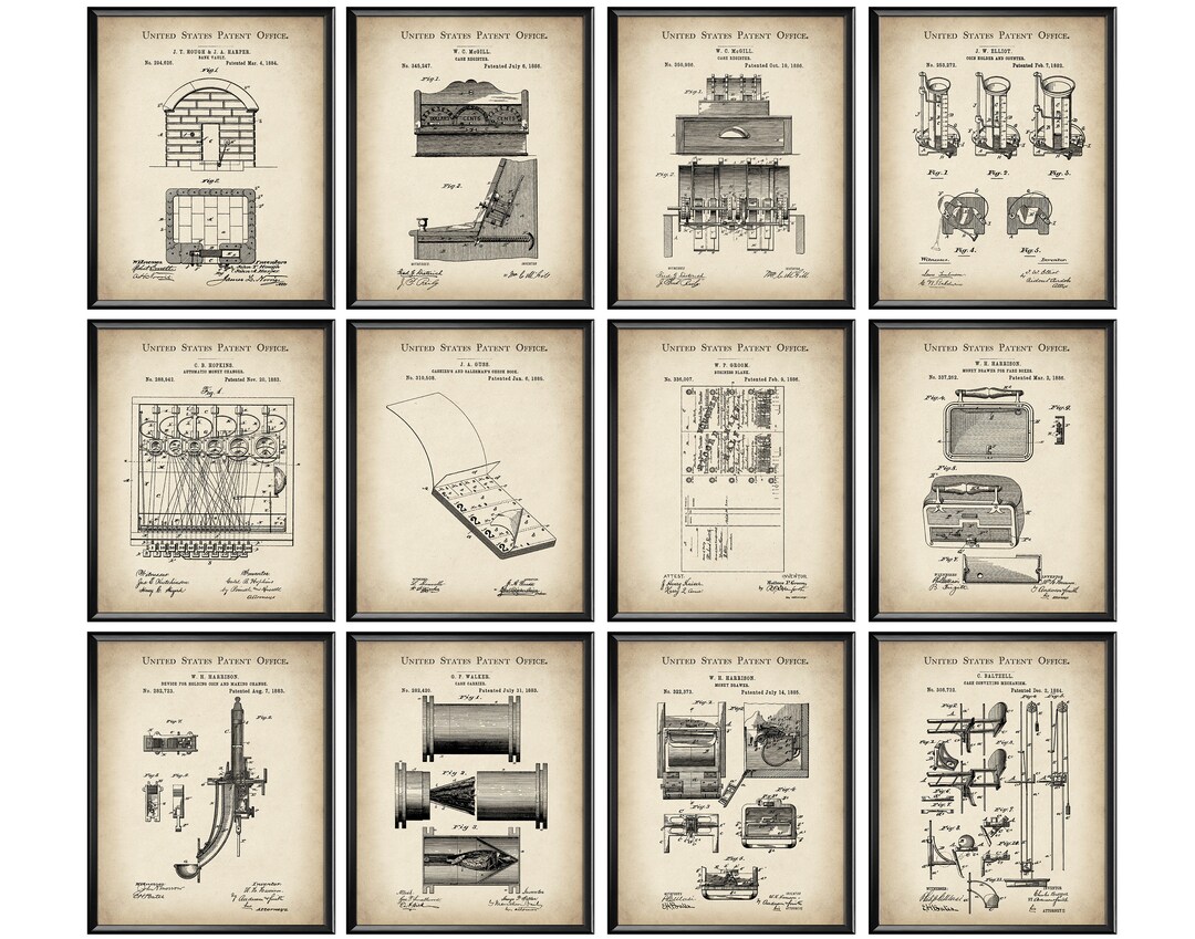 12 Money Patent Art Wealth Blueprint Banker Gift Financier Gift ...