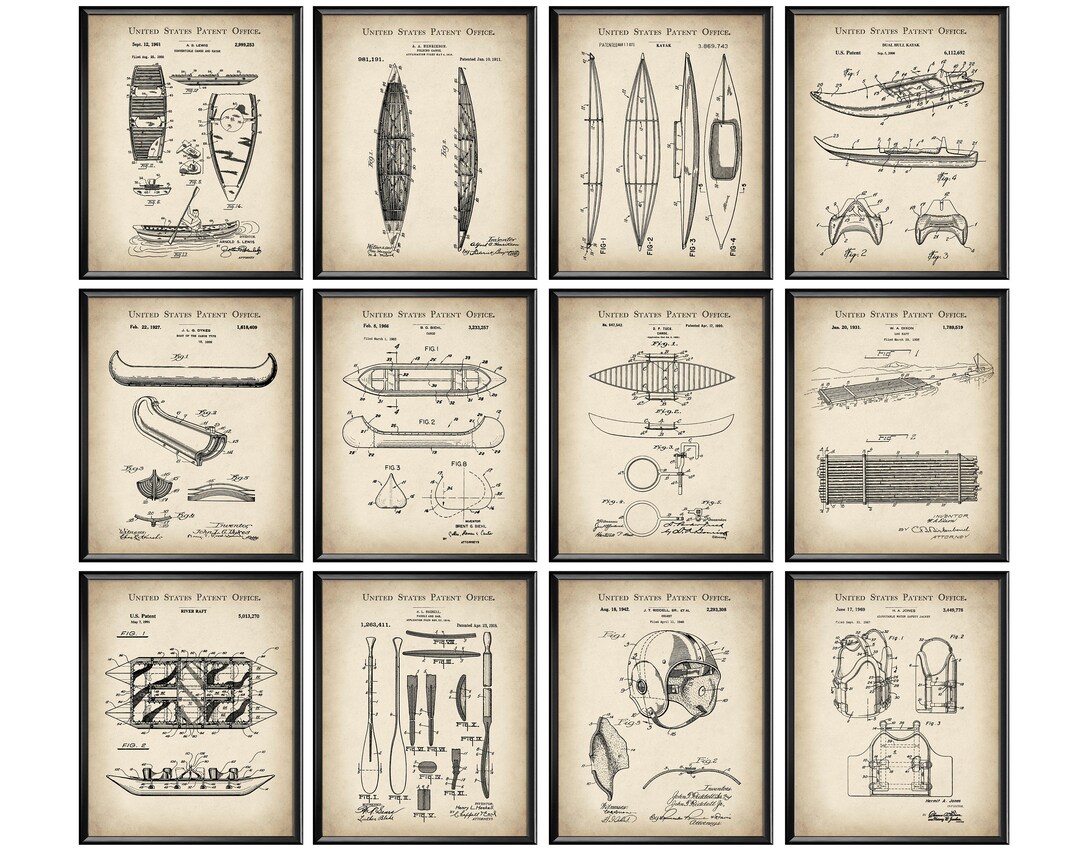 12 Rafting Patent Prints Canoeing Blueprint Kayak Patent River Raft ...