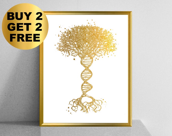 Genetic Science Art DNA Tree of Life Watercolor Print Genetics ...