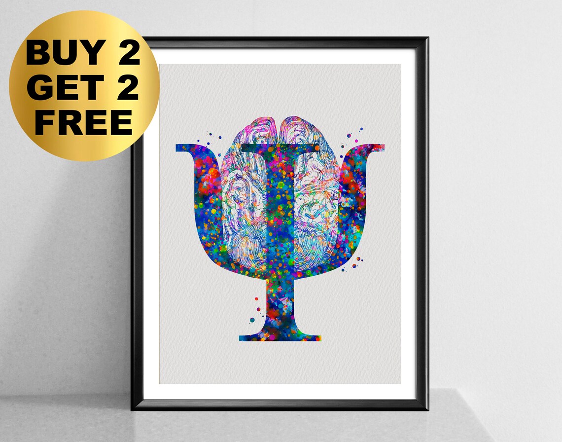 PSI Symbol and Brain Art Psychology Art Psychiatrist Gift Medical ...