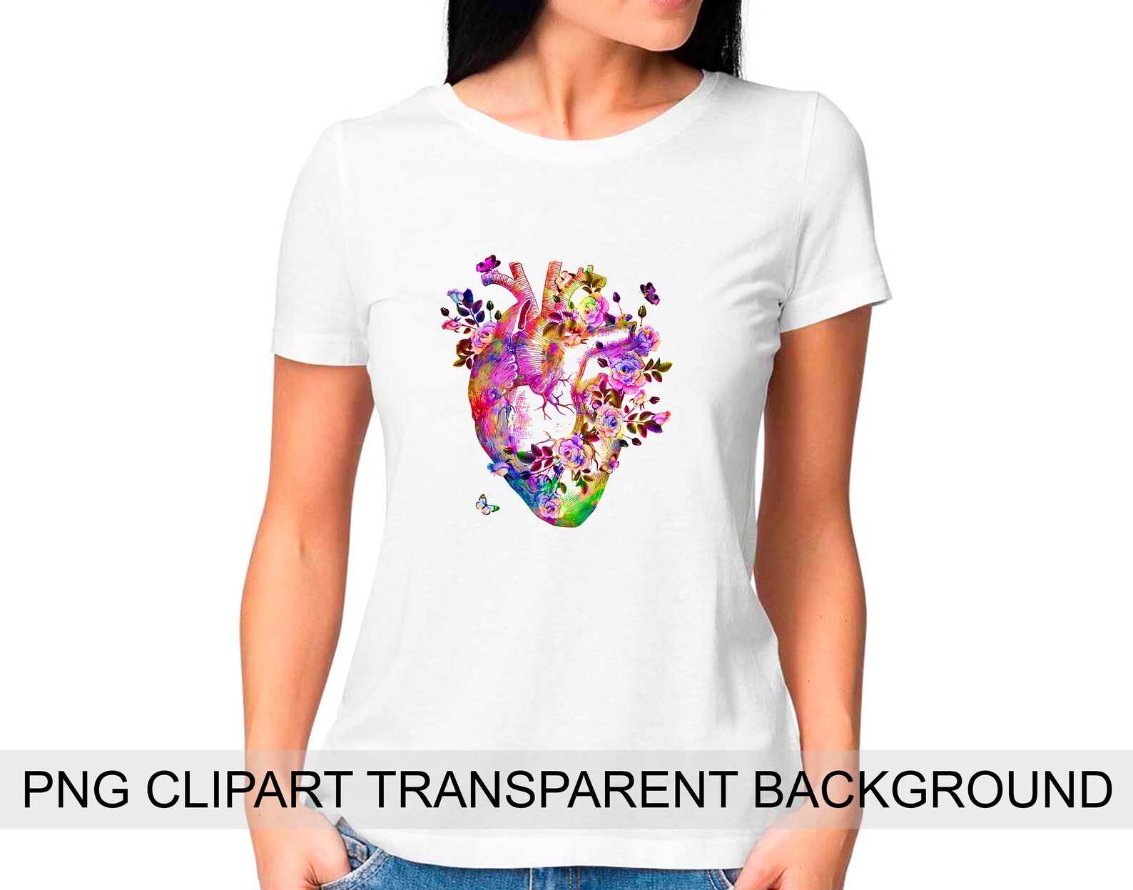 Anatomical Heart Clipart Watercolor Flowers PNG Clipart Organ - Etsy