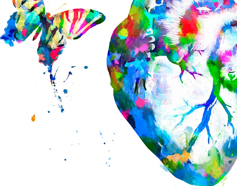 Heart Anatomy Painting Cardiology Art Medical Poster Floral - Etsy