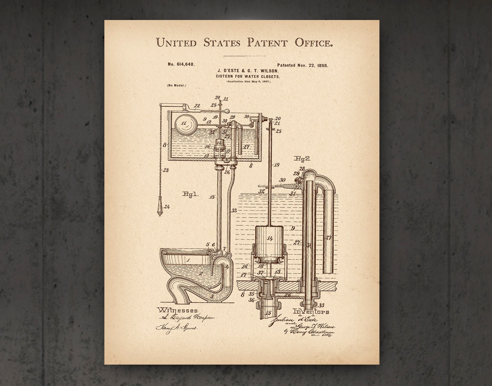 8 Toilet Vintage Patent Art Water Closet Invention Poster - Etsy UK