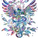Caduceus and Flowers Art Medical Symbol Art Registered Nurse Gift ...