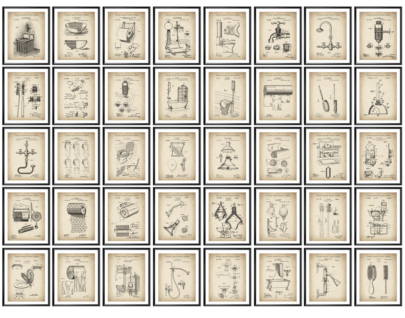 40 Bathroom Patent Art Restroom Blueprint Plumbing Inventions - Etsy