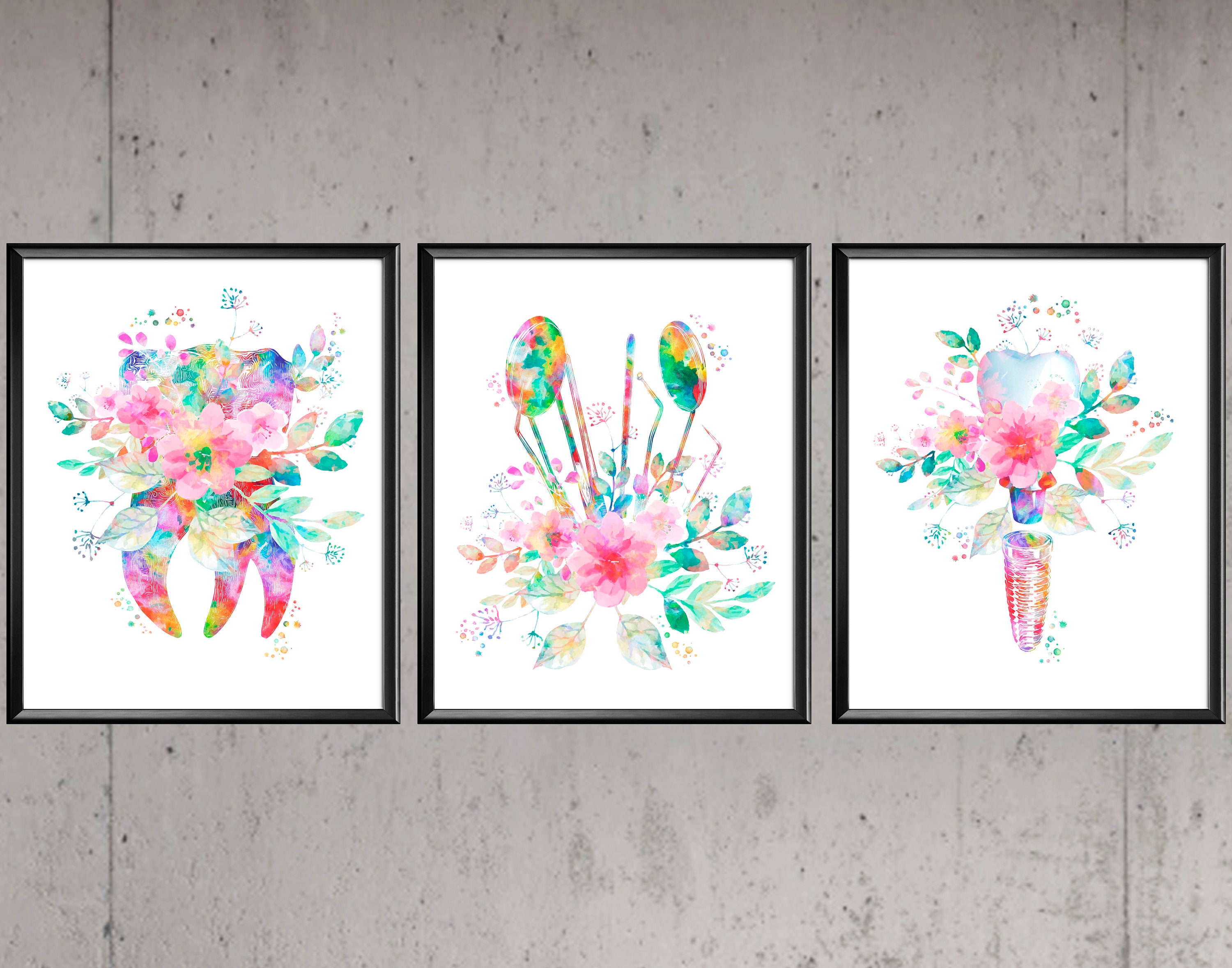Dentist Gift Watercolor Tooth Implant Dental Tools Poster - Etsy