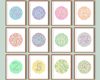 15 Ishihara Color Blind Test Cards Ophthalmology Art Optician Gift ...