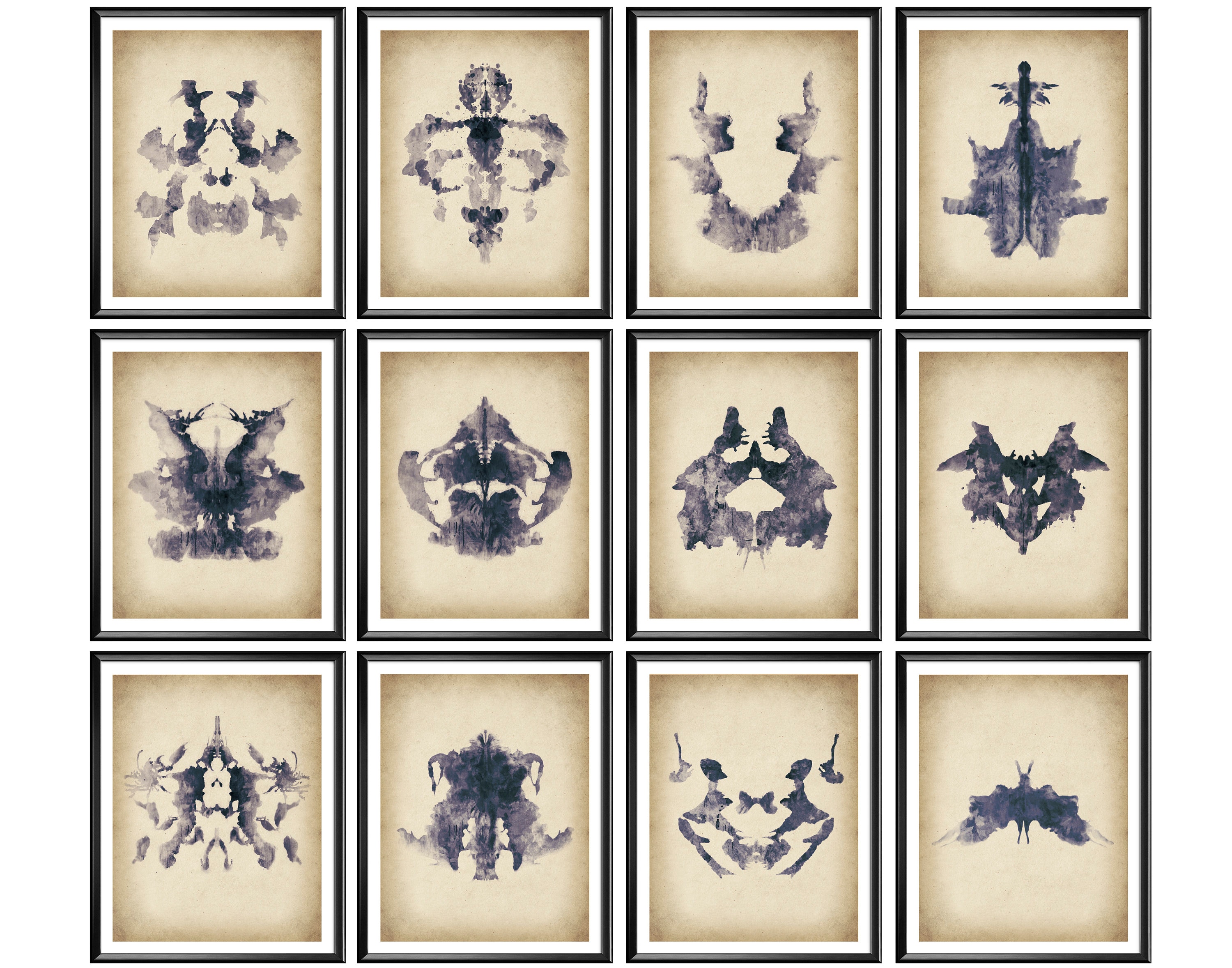 Rorschach Inkblot Test Poster Set 12 Psychology Art, 57% OFF