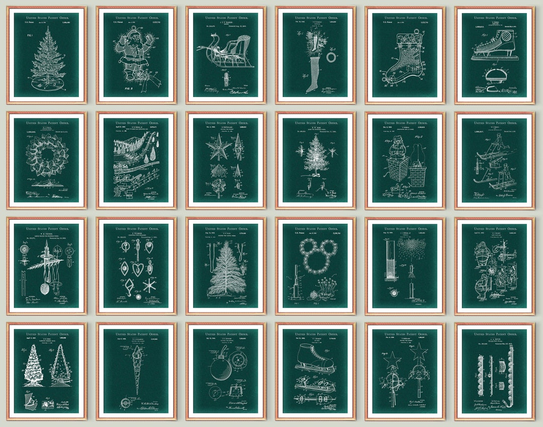 24 Christmas Art Patent Prints Santa Patent Christmas Tree Patent ...