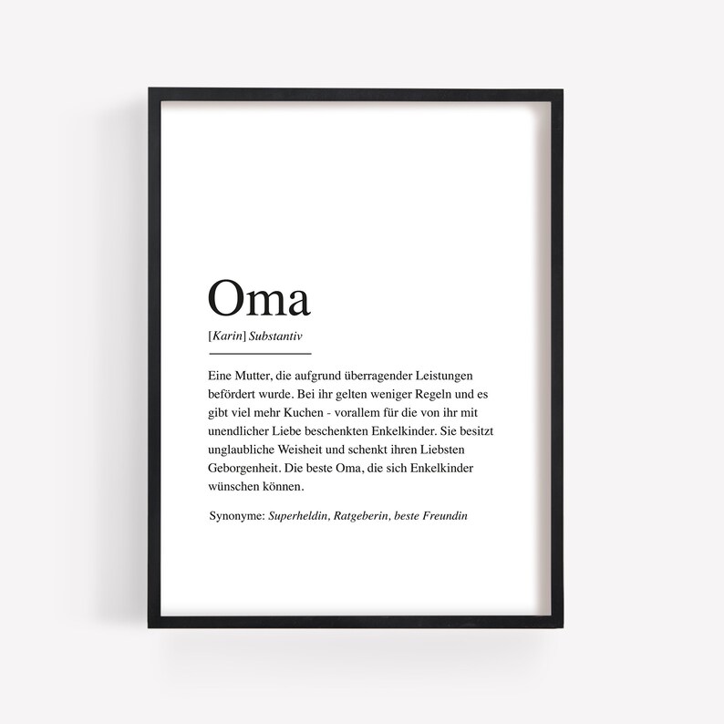 Poster Bild Oma Definition Personalisiert Name Omi - Etsy.de