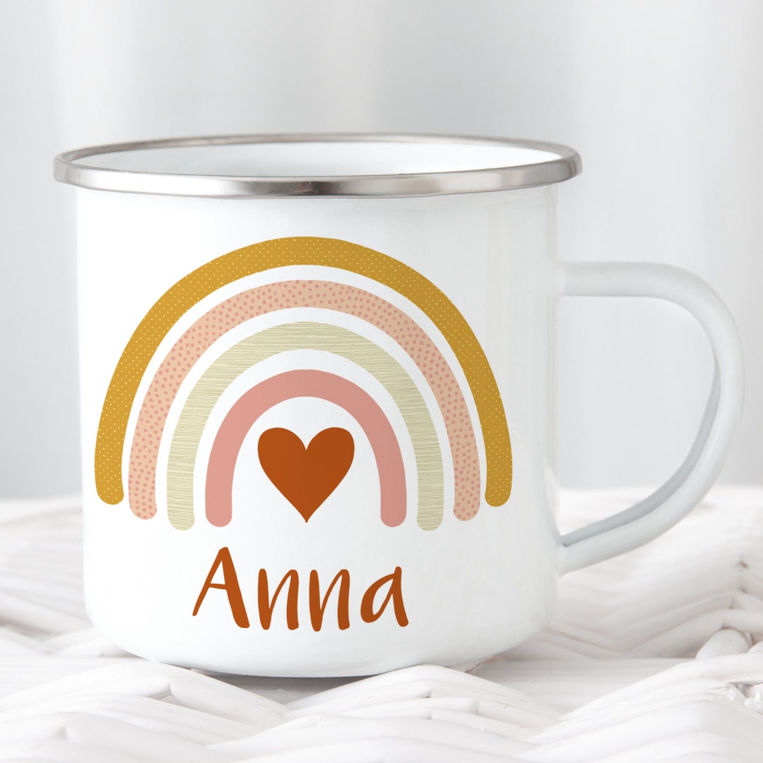 Tasse Regenbogen Kindertasse Trinkbecher Name Personalisiert Wunschname Aufdruck Individuell ...