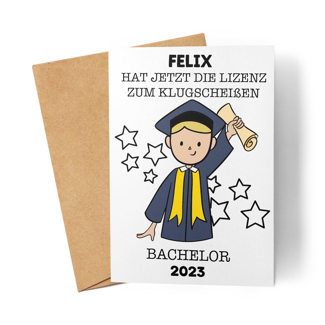 Bachelor Card Personalized Man Bachelor Gift Graduation - Etsy