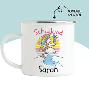 Tasse Einhorn Schulkind Einschulung Schulanfang Geschenk Trinkbecher mit Name Personalisiert ...