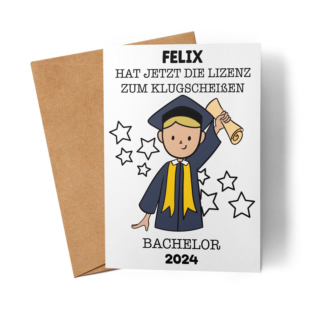 Bachelor Card Personalized Man Bachelor Gift Graduation Graduation ...
