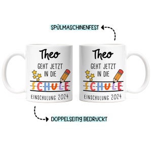 Tasse Einschulung Schulanfang Geschenk Becher Trinkbecher Emaille Name Personalisiert Wunschname ...