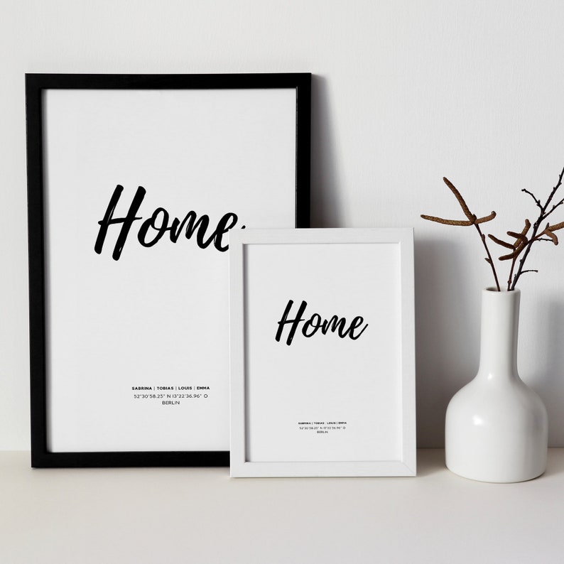 Poster Home Bild Zuhause Personalisiert mit Namen | Etsy