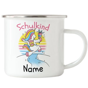 Tasse Einhorn Schulkind Einschulung Schulanfang Geschenk Trinkbecher mit Name Personalisiert ...