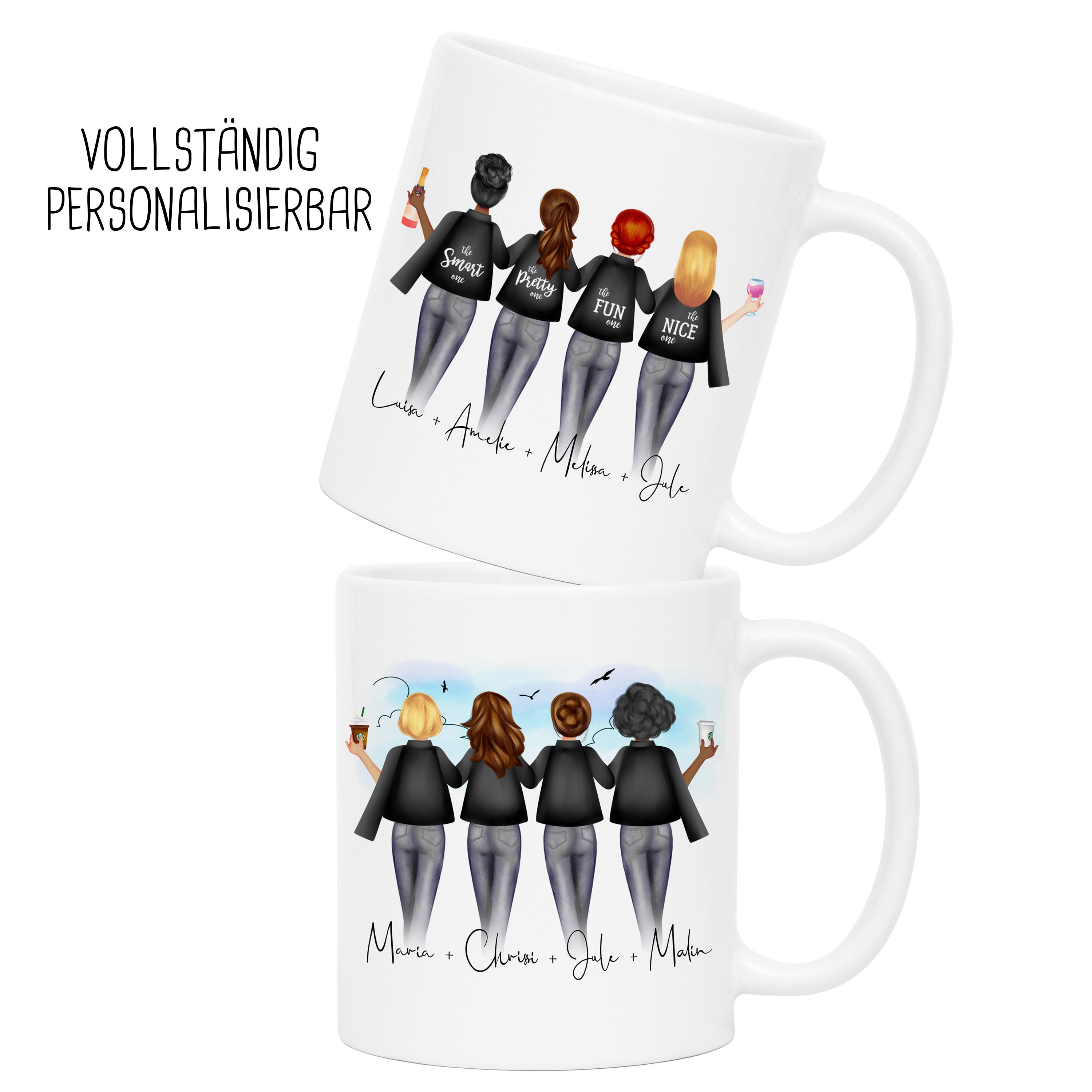 4 Freundinnen Tasse Personalisiert Geschenk Name Vier Beste - Etsy.de