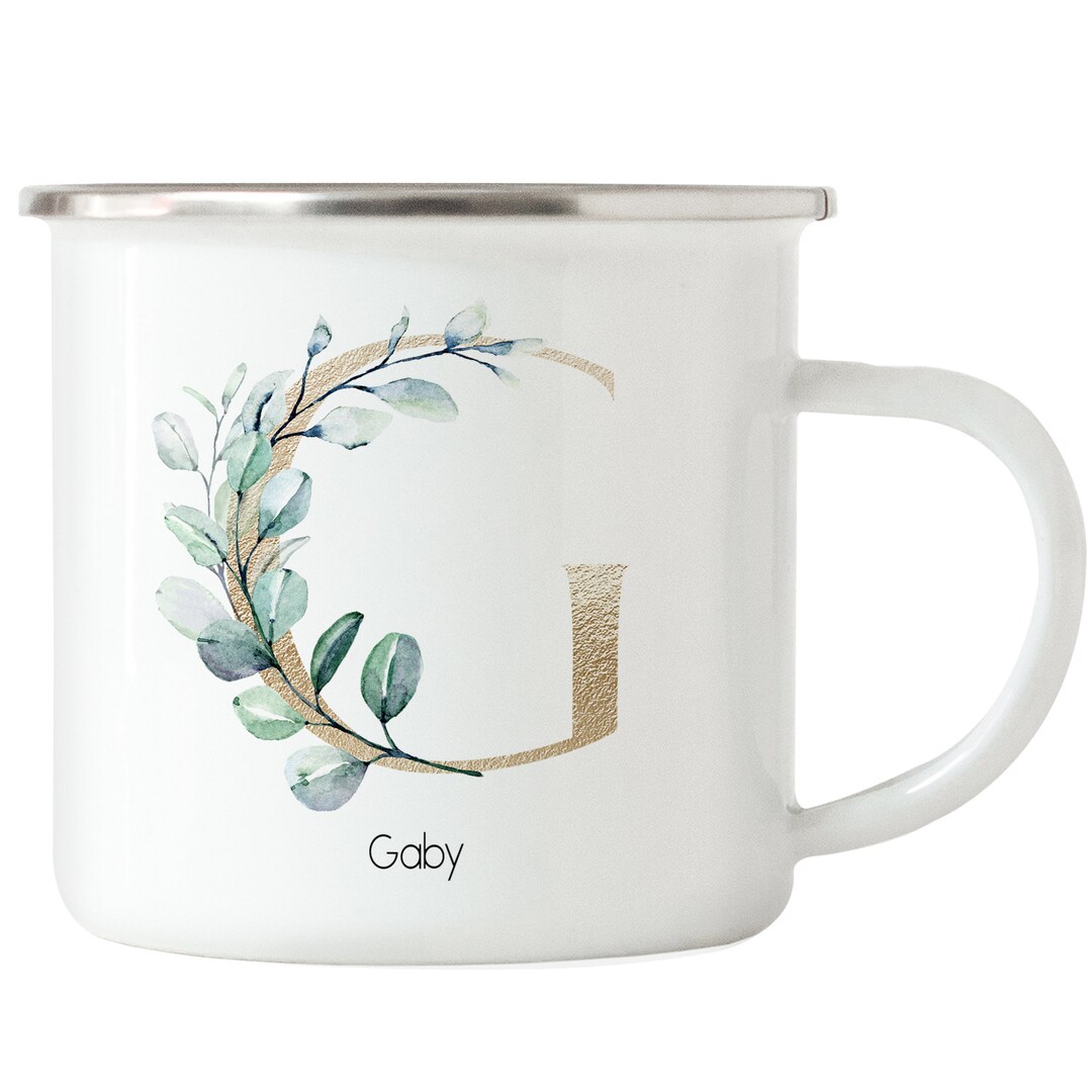Enamel Cup With Letter Name Personalized Coffee Cup Name Cup - Etsy