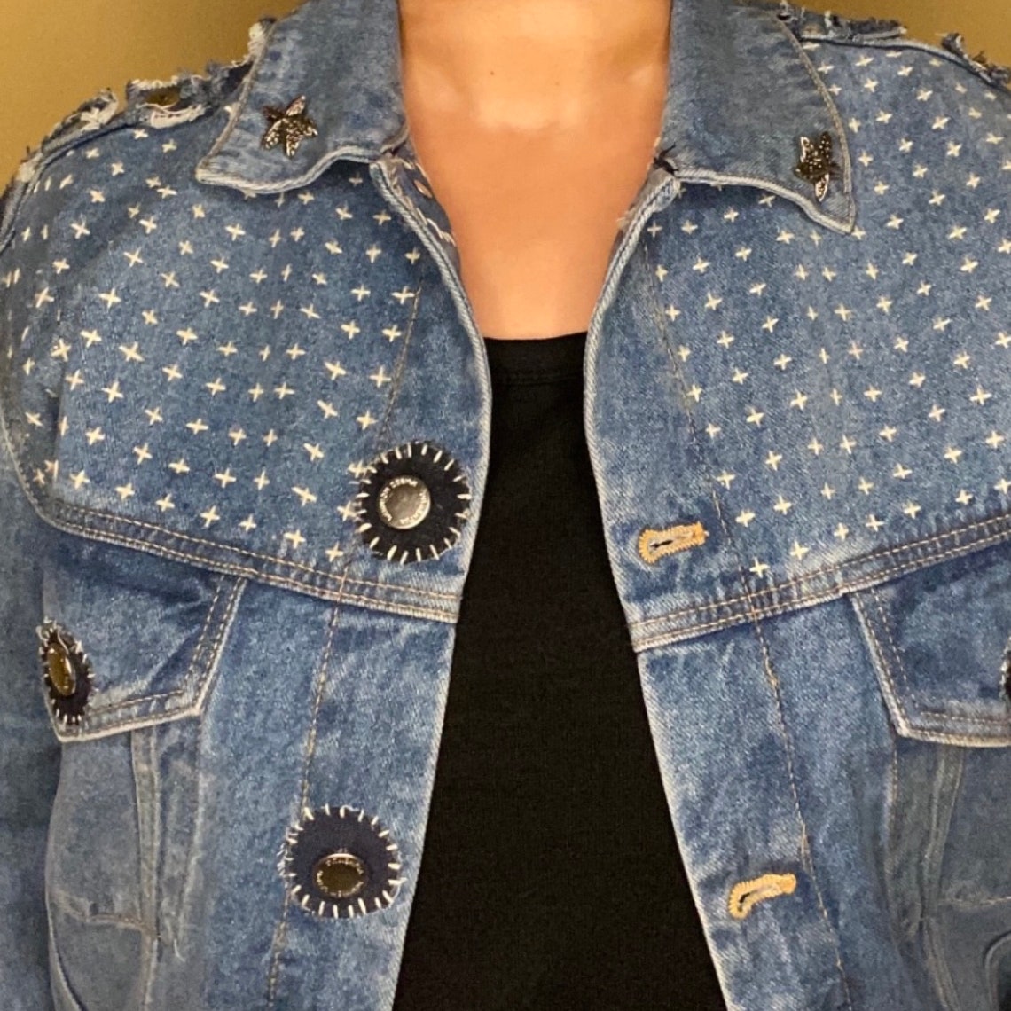 Sashiko Denim Jacket Boro Style Japanese Technique Sashiko - Etsy