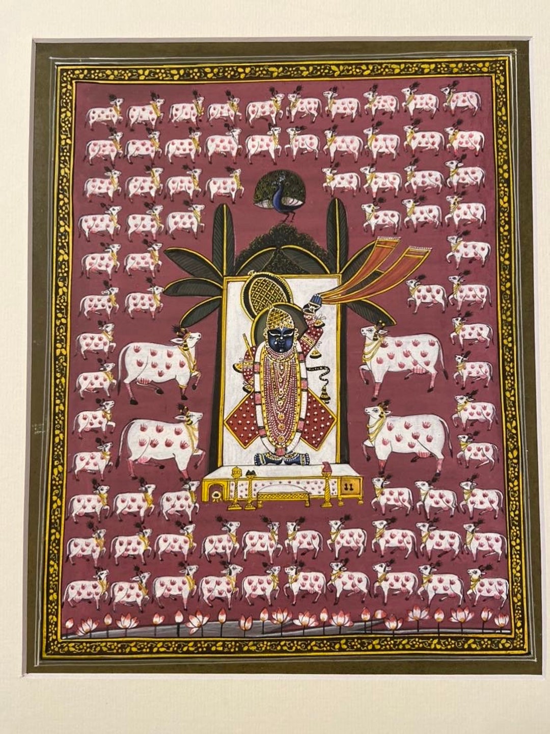 Handpainted Pichwai Shreenath Ji Painting: Vintage Hindu God Art - Etsy