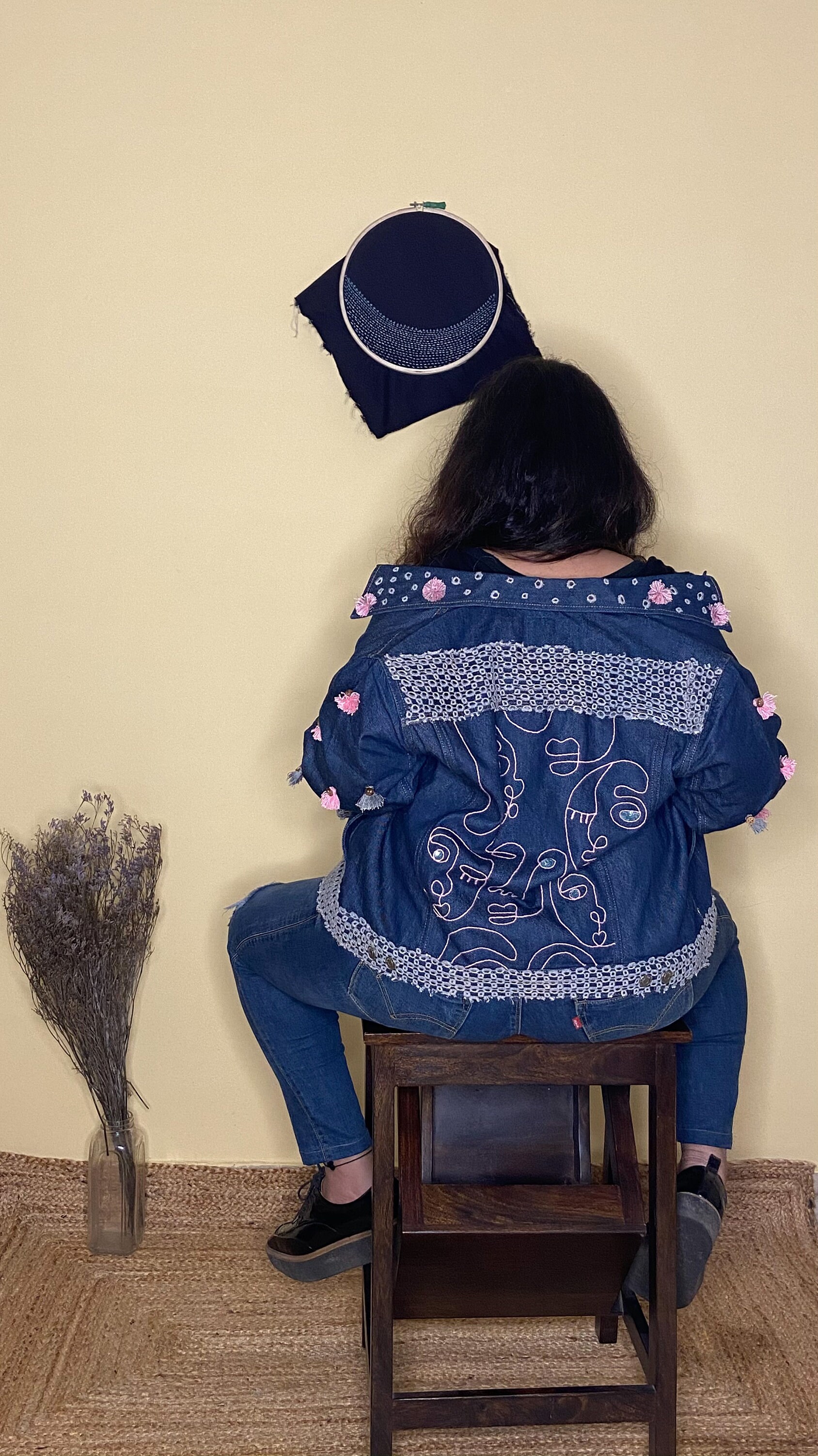 Abstract Face Denim Jacket - Etsy