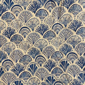 Blue White Sea Shells Hand Block 100% Cotton Fabric by Yard, Women's ...